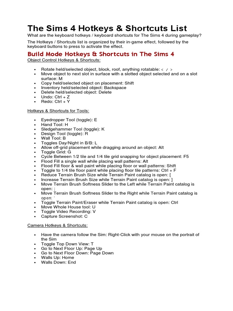 Sims Cheats 2 | PDF | Keyboard Shortcut | Control Key