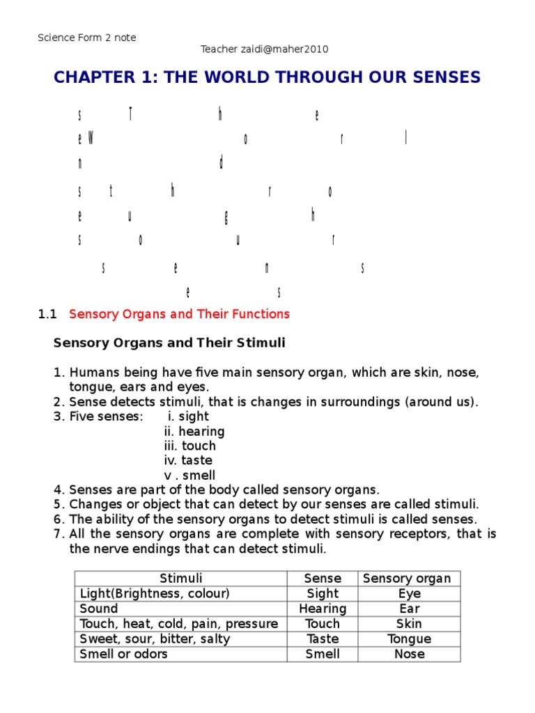 Chapter 1 The World Through Our Senses | PDF | Hearing | Senses