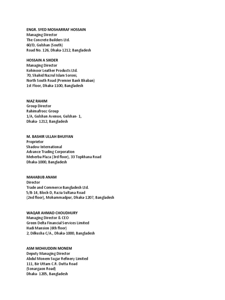DCCI List | PDF | Bangladesh