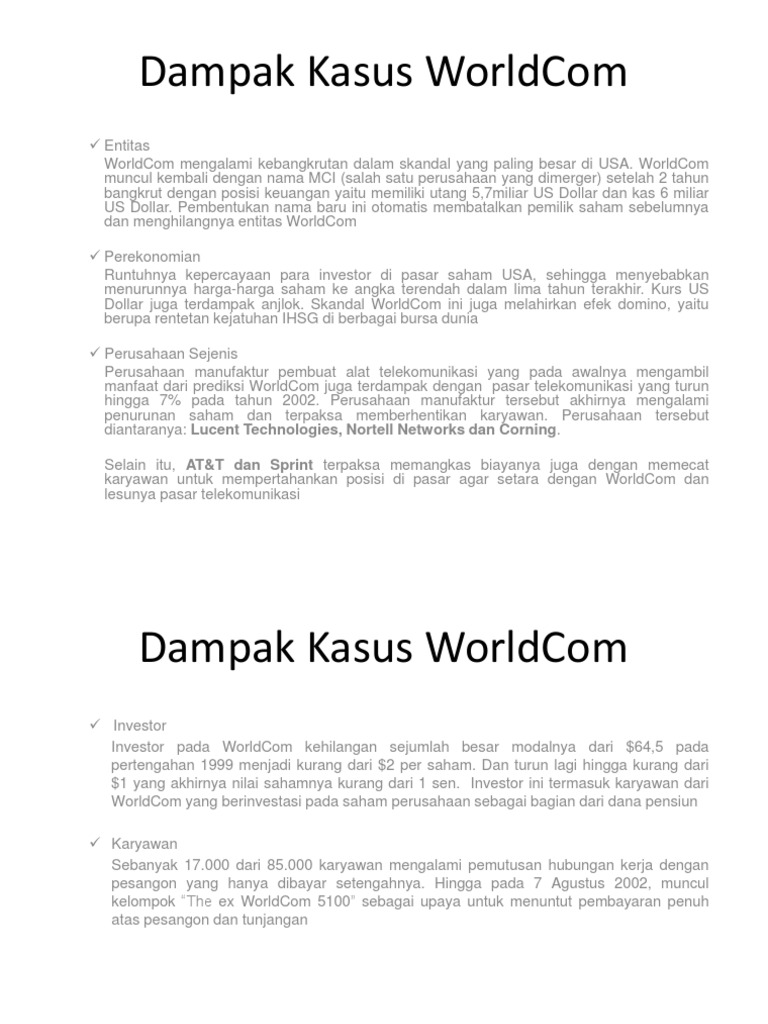 Dampak Kasus WorldCom | PDF