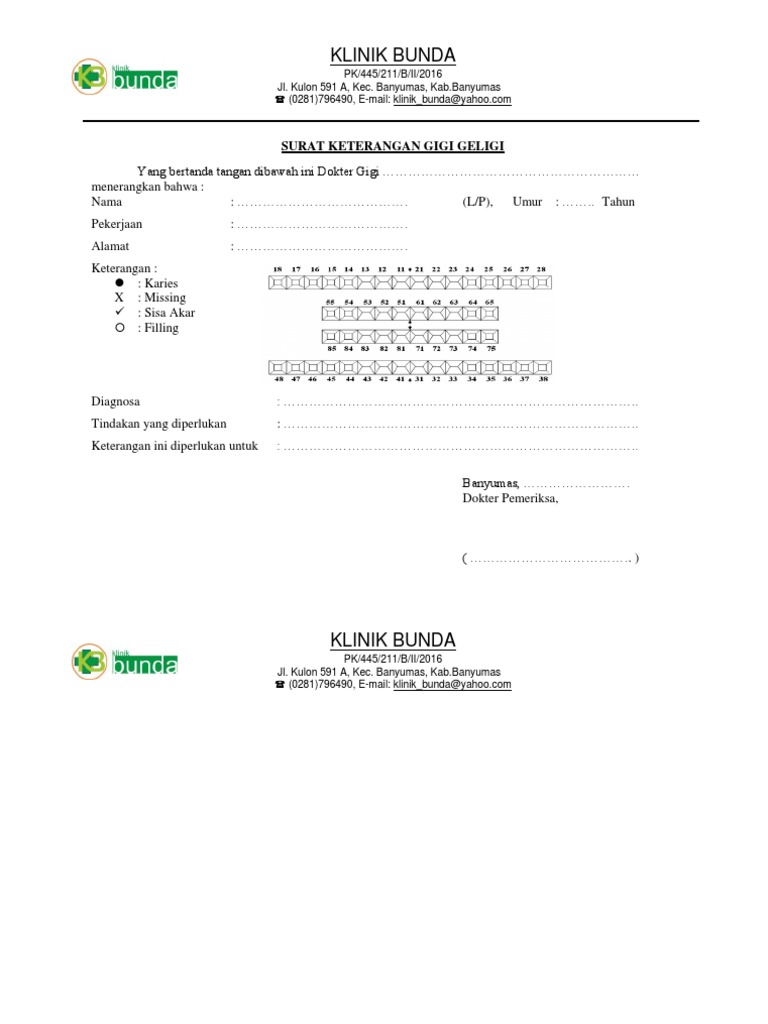 Surat Keterangan Dokter Gigi | PDF