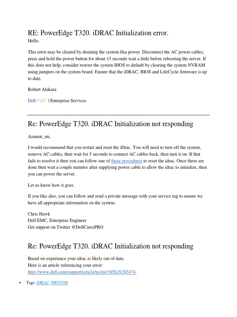 IDRAC Initialization Error | PDF