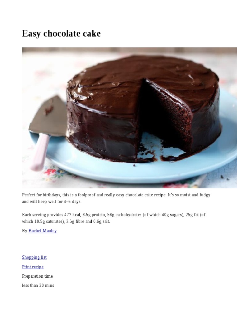 Easy Chocolate Cake | PDF