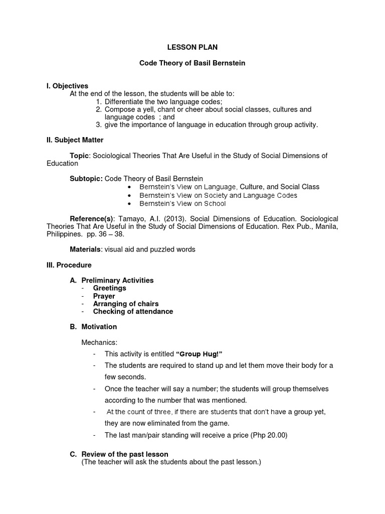Lesson Plan - Social Dimension | PDF | Sociolinguistics | Cognition