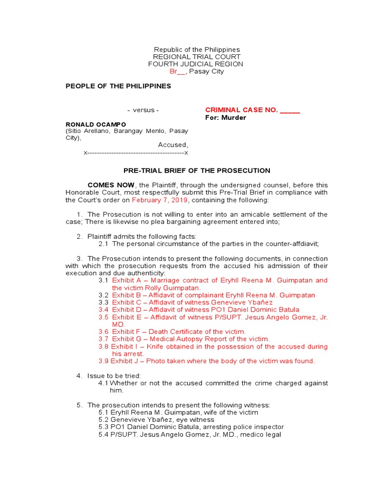 Pre Trial | PDF | Prosecutor | Witness