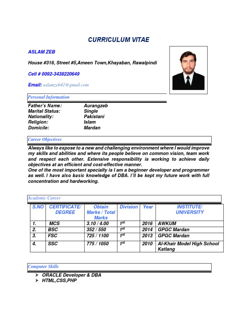 CV For Islamabad2 | PDF