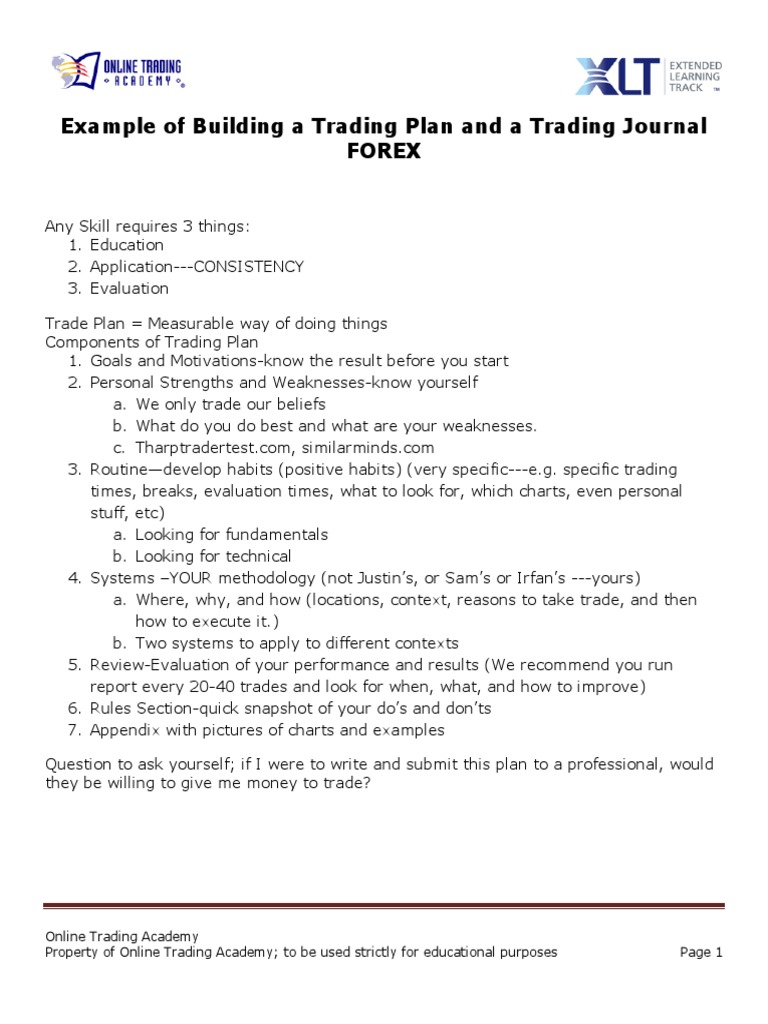 Forex Trade Plan Example | PDF | Day Trading | Supply And Demand