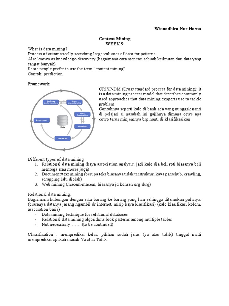 Wianadhira Nur Hasna Content Mining Week 9 | PDF | Data Mining | World Wide Web