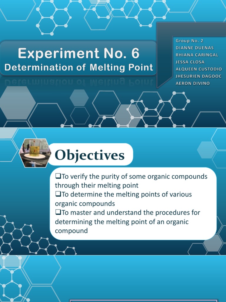 Experiment 6 (Melting Point) | PDF | Melting Point | Melting