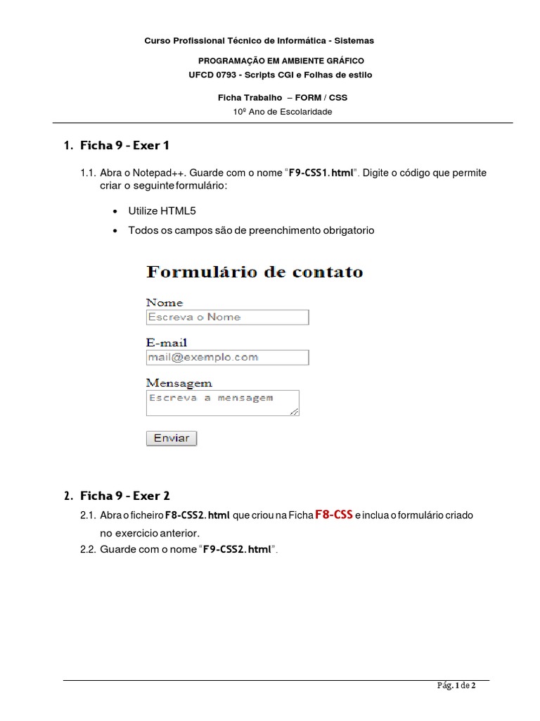 Exercicios Css Form | PDF