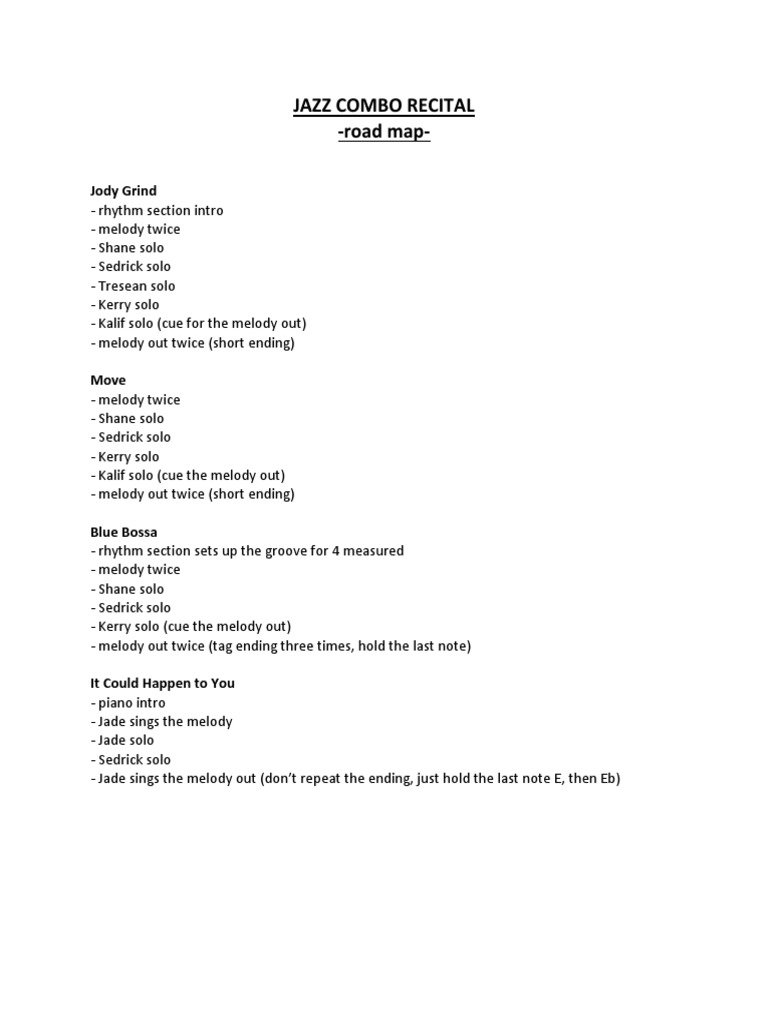 Jazz Combo Recital - Road Map-: Jody Grind | PDF