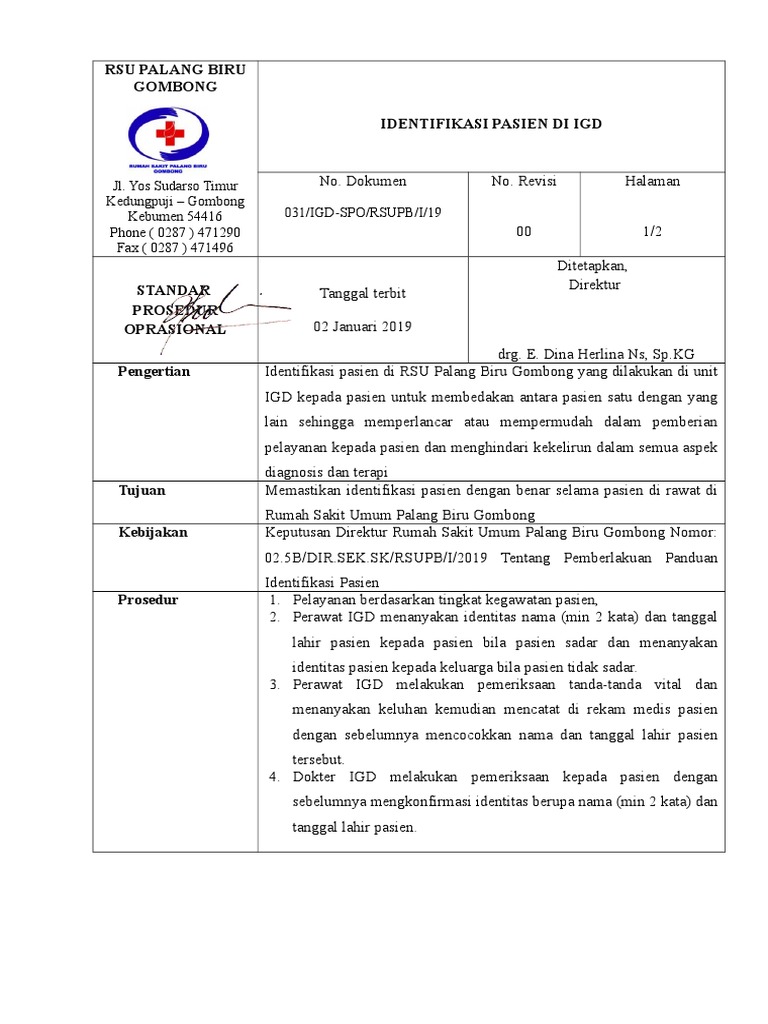 Spo Identifikasi Pasien IGD | PDF