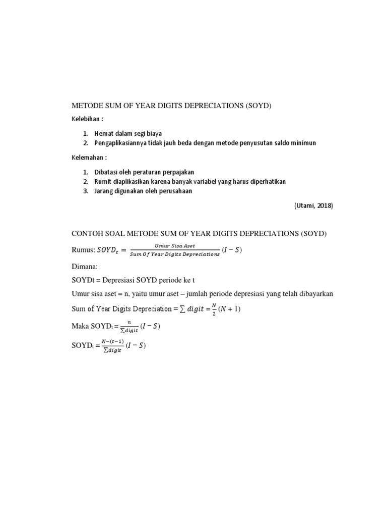 Ekotek Tugas 1 Contoh Soal Metode Sum of Year Digits Depreciations | PDF