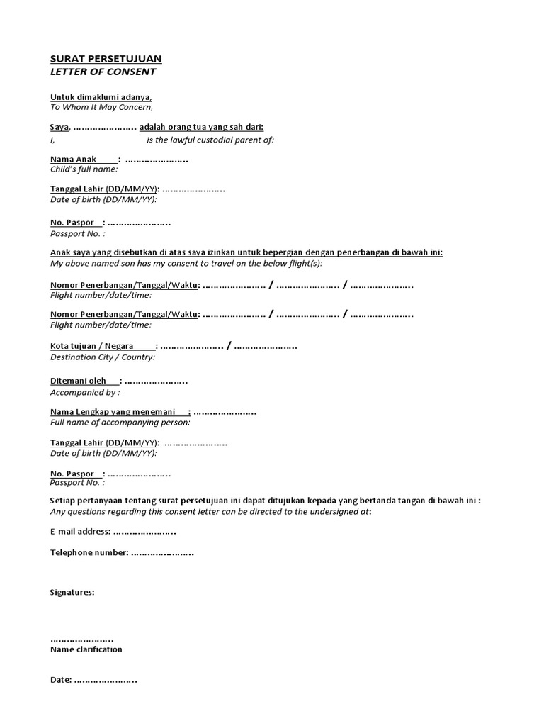 Contoh Surat Consent Letter - MarquesknoeStrong
