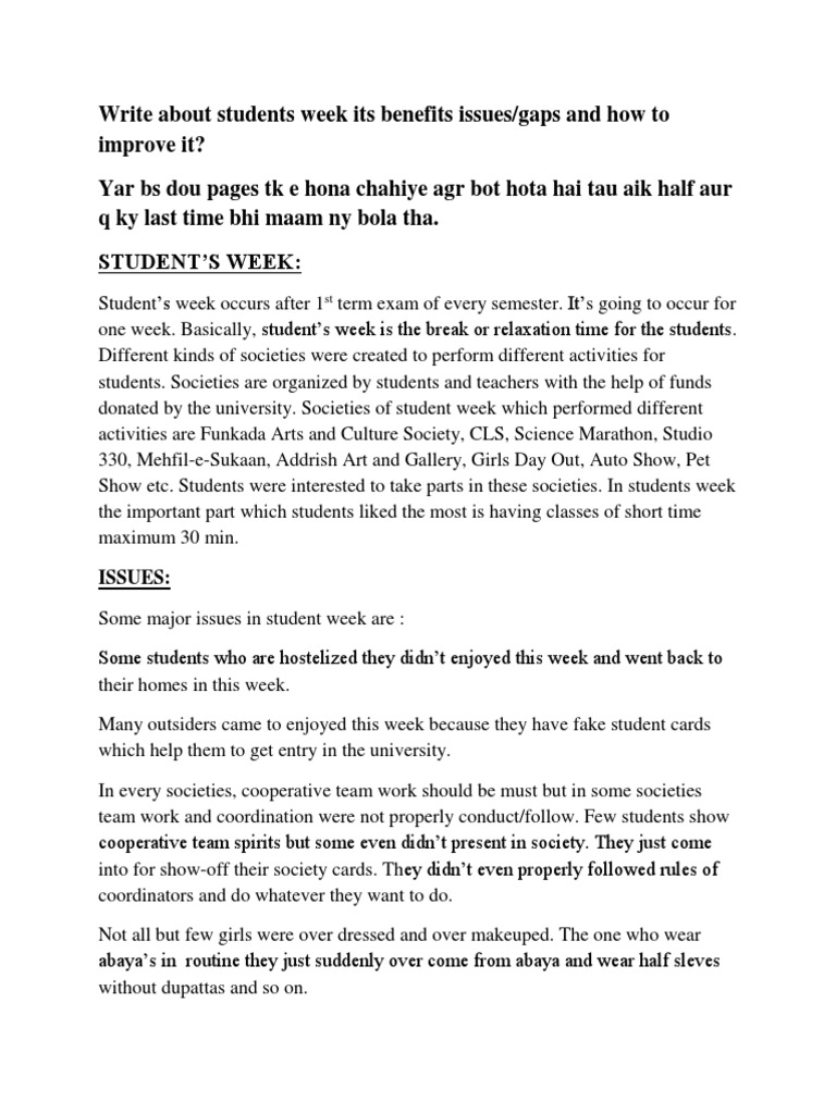 Enhancing Student Week Activities | PDF