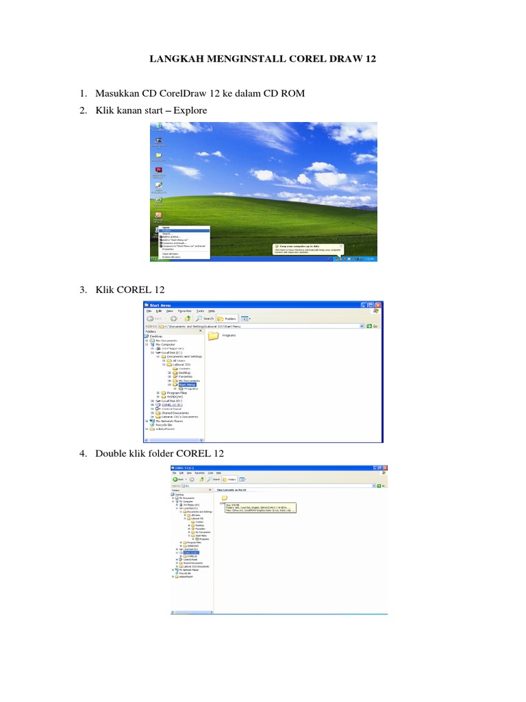 Masukkan CD Coreldraw 12 Ke Dalam CD Rom 2. Klik Kanan Start - Explore ...