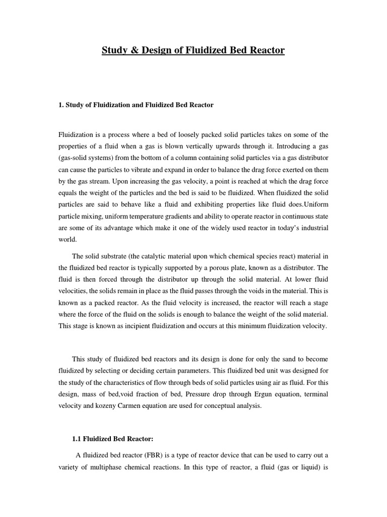 Fluidized Bed Reactor | Download Free PDF | Fluidization | Chemical Reactor