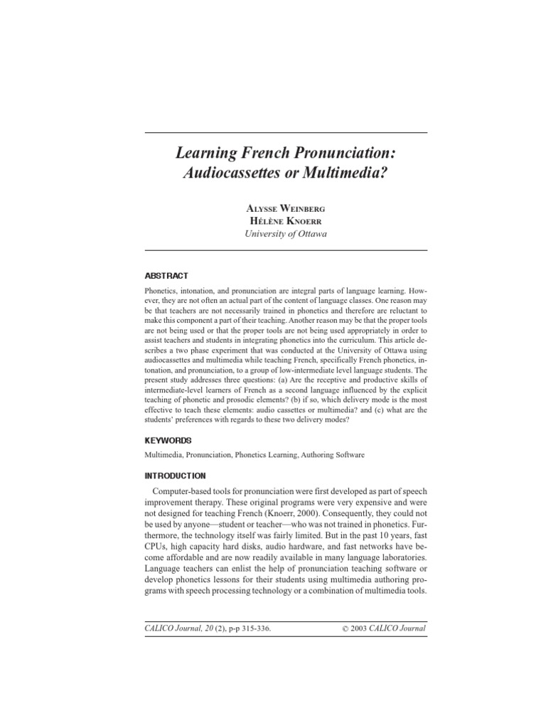 Learning French Pronunciation Audiocassette Et Multimedia | PDF ...