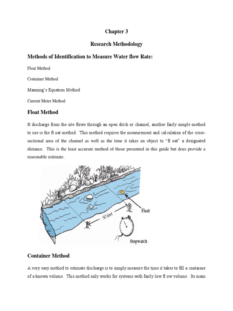 Research Methodology Methods of Identification To Measure Water Flow ...