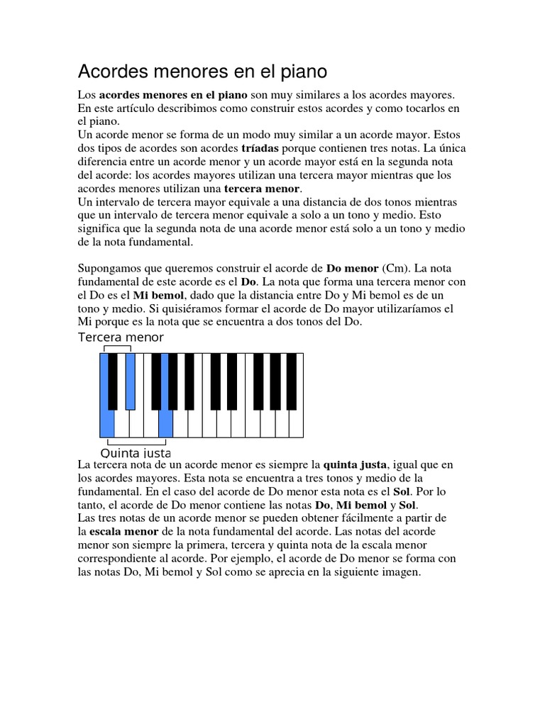 Acordes Menores en el Piano: Guía Completa | PDF | Acorde (Música ...