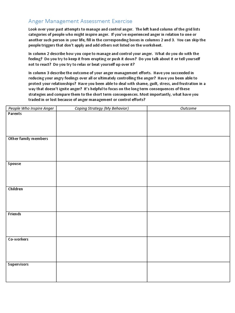 Anger Management Self-Assessment | PDF | Self-Improvement