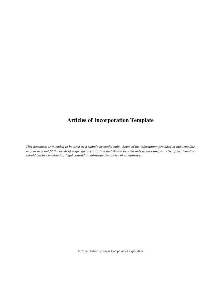 Articles of Incorporation Template | PDF | 501(C) Organization ...