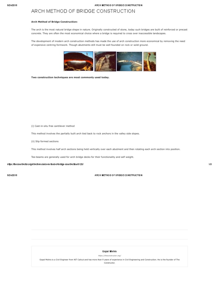 Arch Method of Bridge Construction | PDF | Architectural Elements | Building Engineering