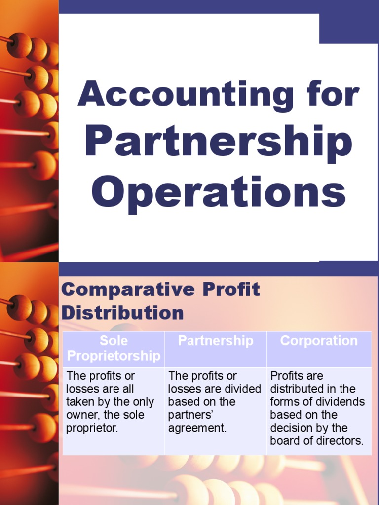 Accounting for Partnership Operation Profit and Loss Distribution | PDF ...