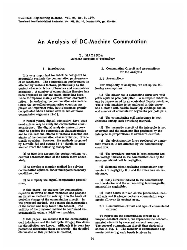 An Analysis DC-Machine Commutation: Japan | PDF | Inductance | Inductor