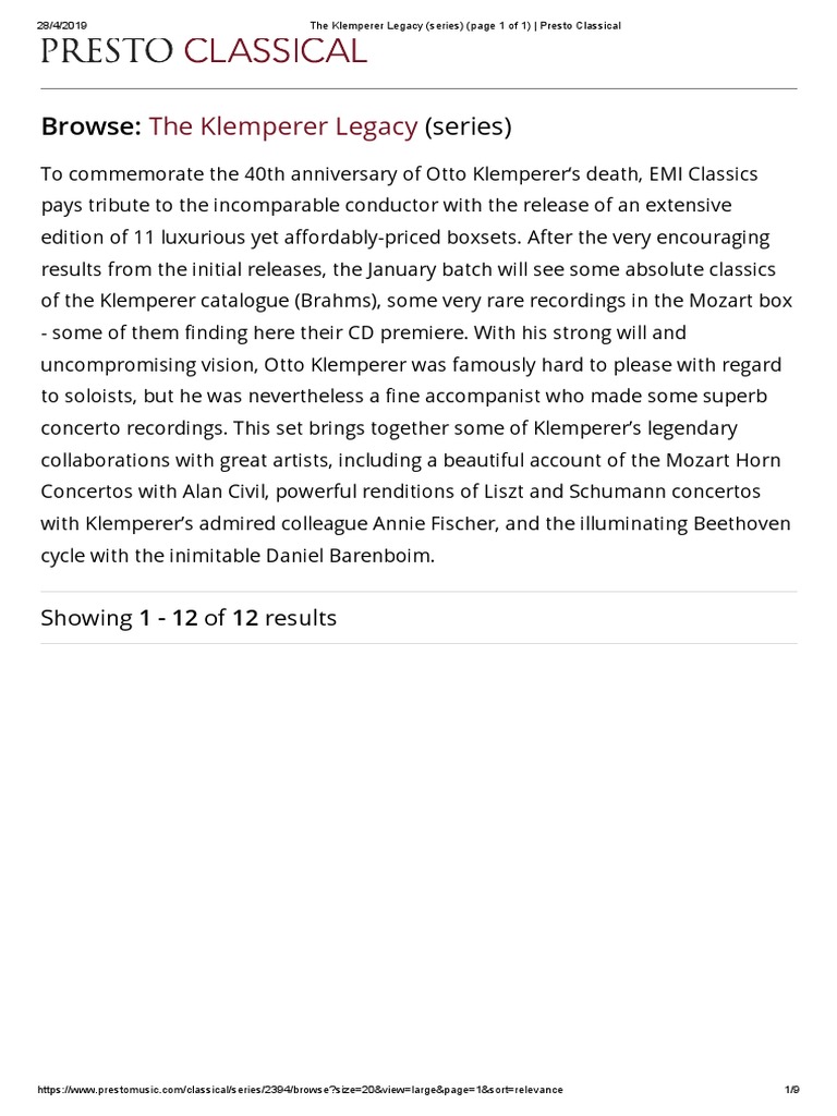 The Klemperer Legacy | PDF | The Marriage Of Figaro | Classical Music