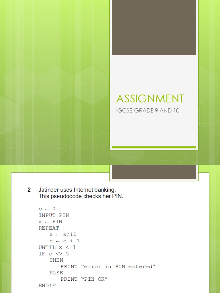 Assignment: Igcse-Grade 9 and 10 | PDF