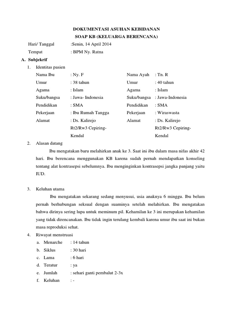 Dokumentasi SOAP KB IUD | PDF