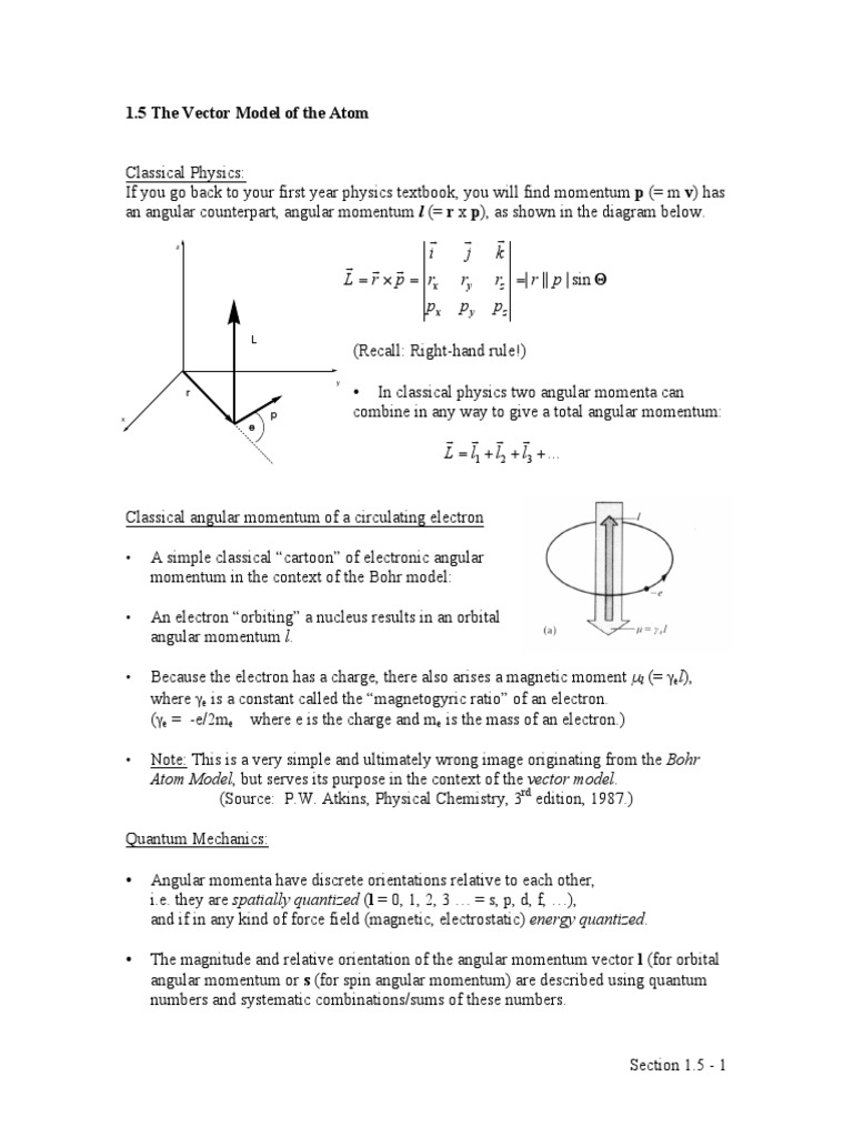 1 5 VectorModel | PDF | Atomic Orbital | Spin (Physics)