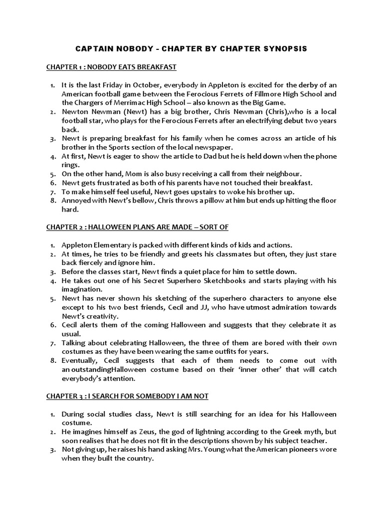 Captain Nobody - Chapter by Chapter Synopsis Chapter 1: Nobody Eats ...