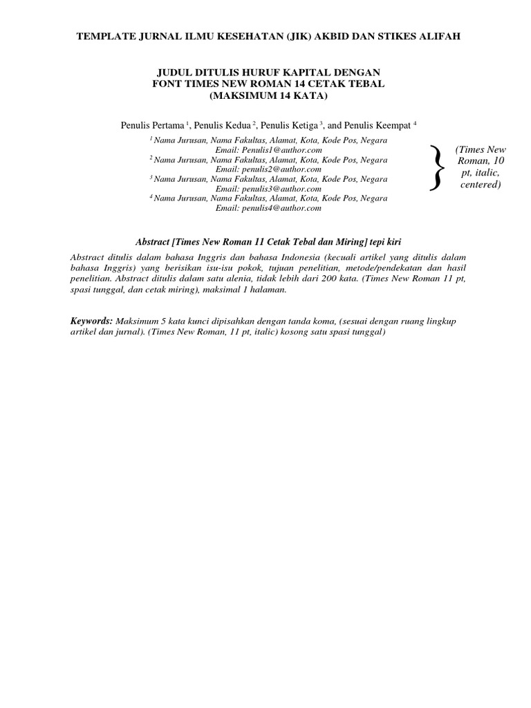 Template JIK STIKes Alifah | PDF