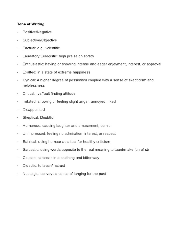 Understanding Writing Tones | PDF | Wellness
