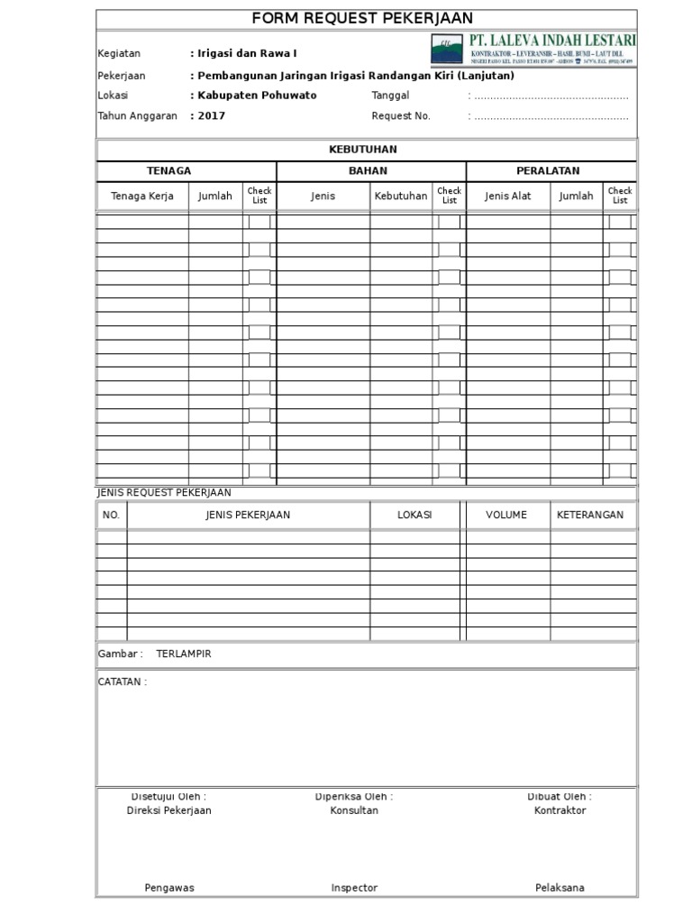 Form Request Pekerjaan Proyek | PDF