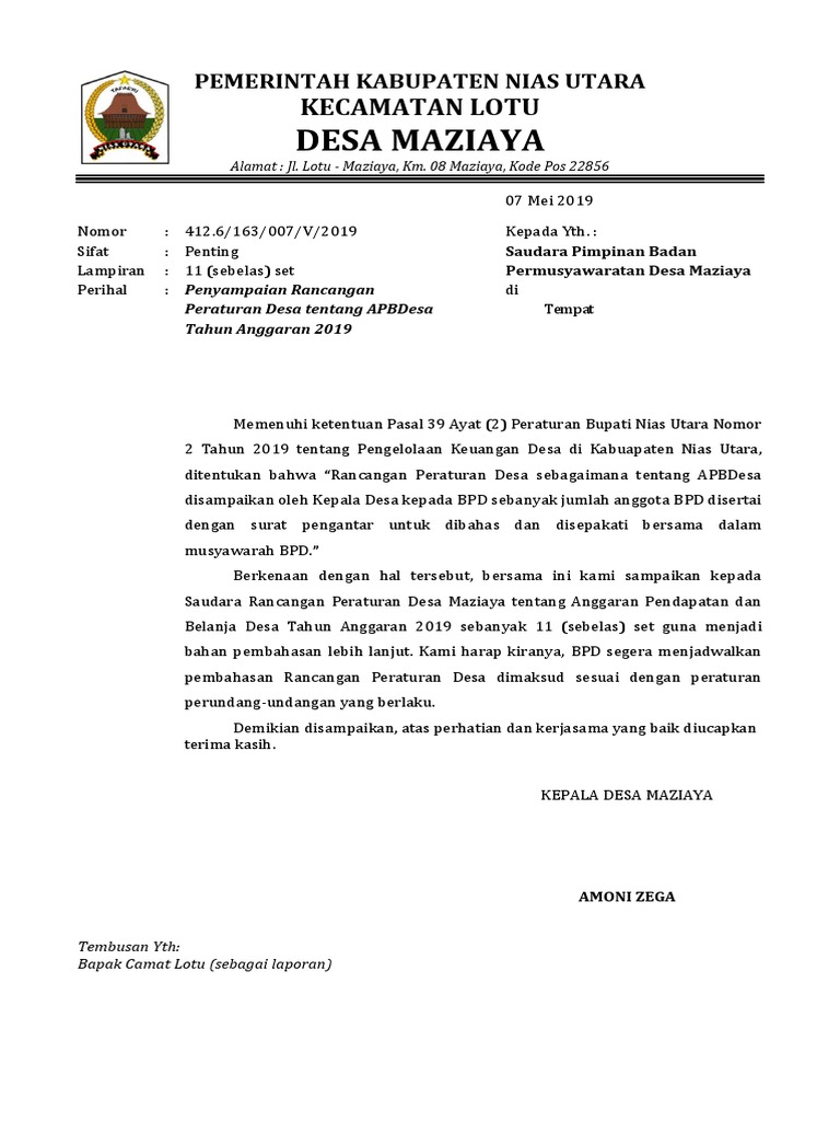 Pengantar Rancangan Perdes APBDES | PDF