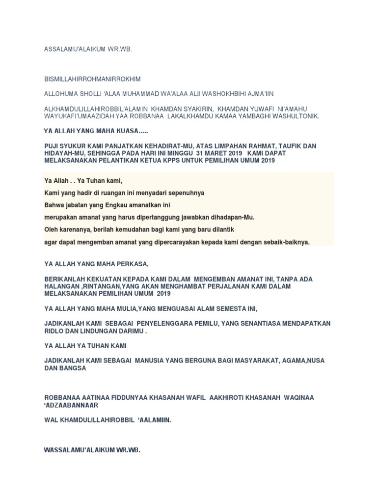 Teks Doa Pelantikan | PDF