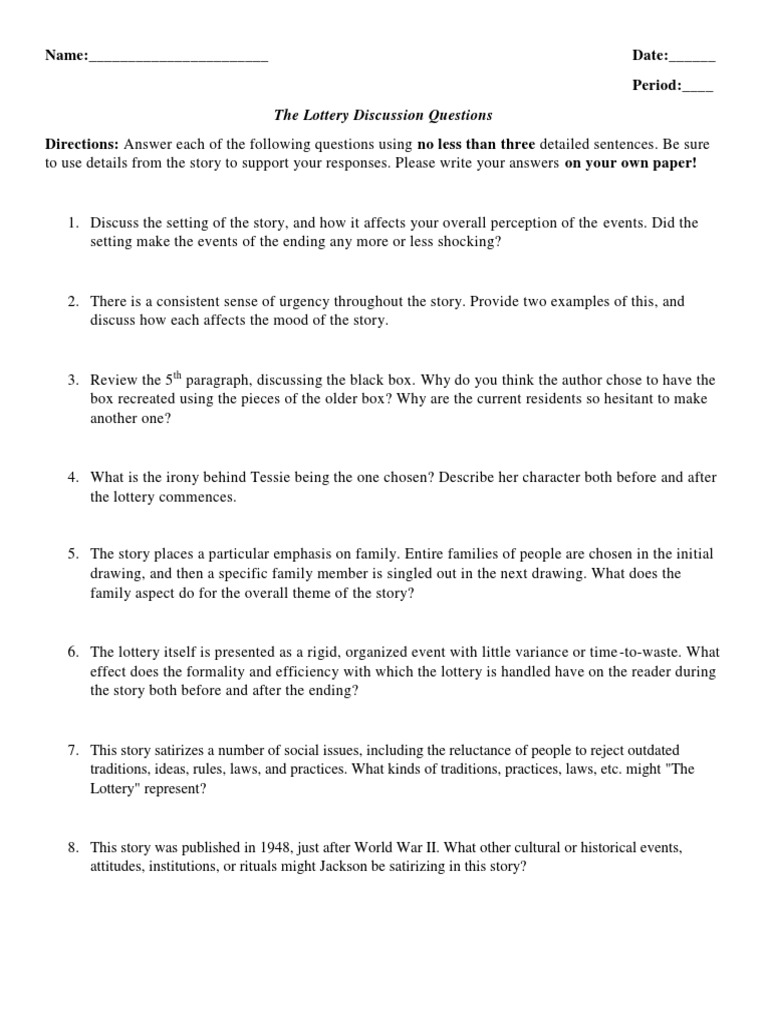 "The Lottery" Discussion Guide | PDF | Social Science