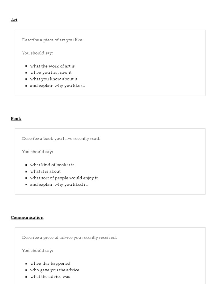 IELTS Speaking Part 2 Topics & Questions | PDF | News | Communication