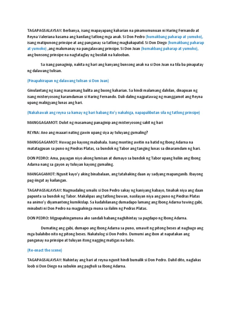 Ibong Adarna Script | PDF