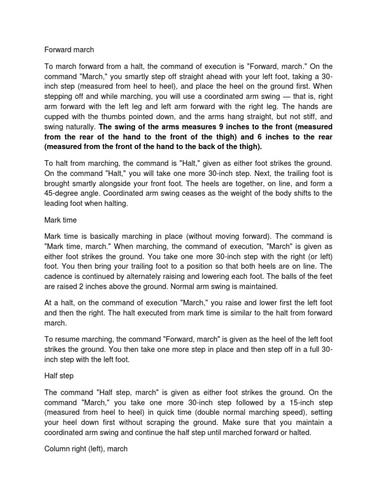 A Comprehensive Guide to Basic Drill Movements | PDF | Foot | Sports