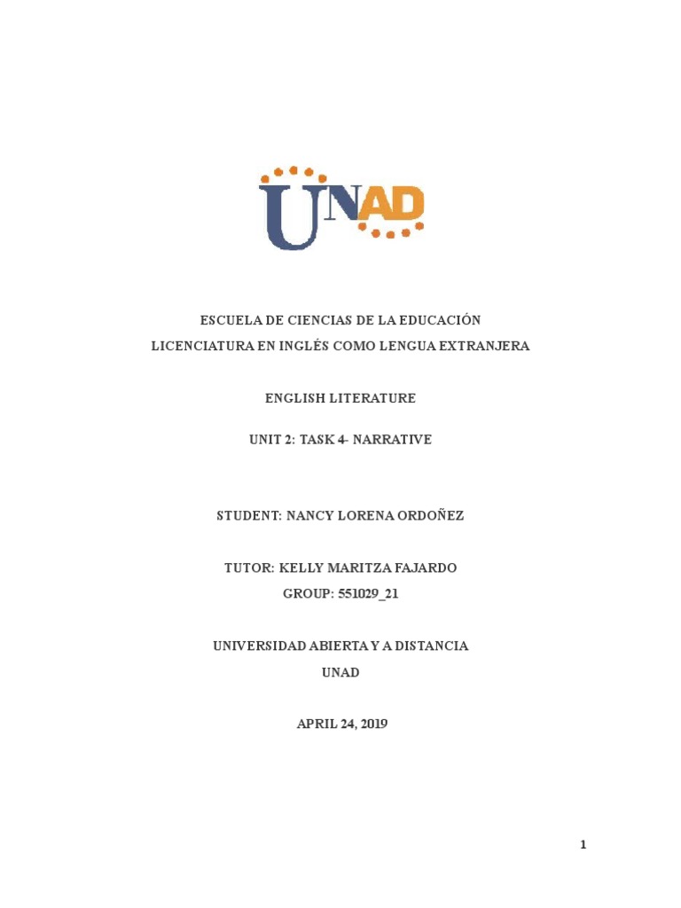 English Literature Unit 2 Task 4 | PDF