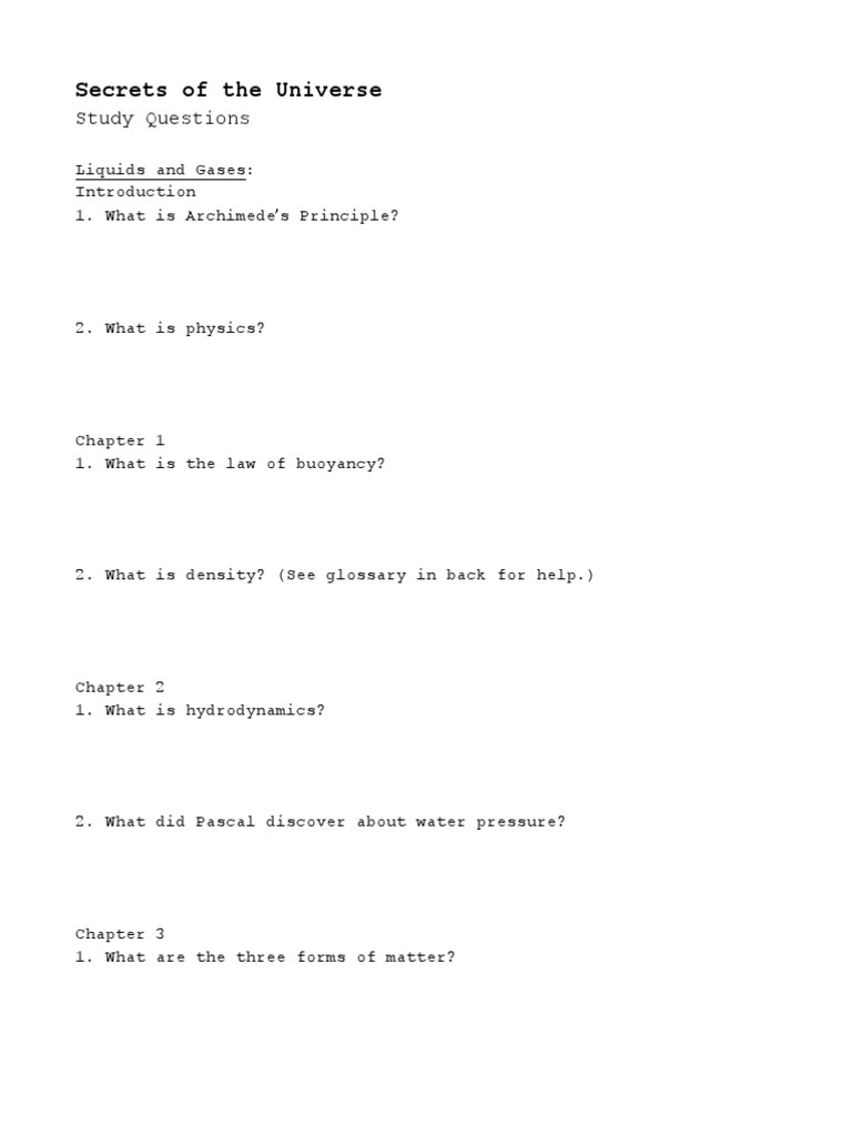 Secrets of The Universe Study Questions | PDF | Newton's Laws Of Motion ...