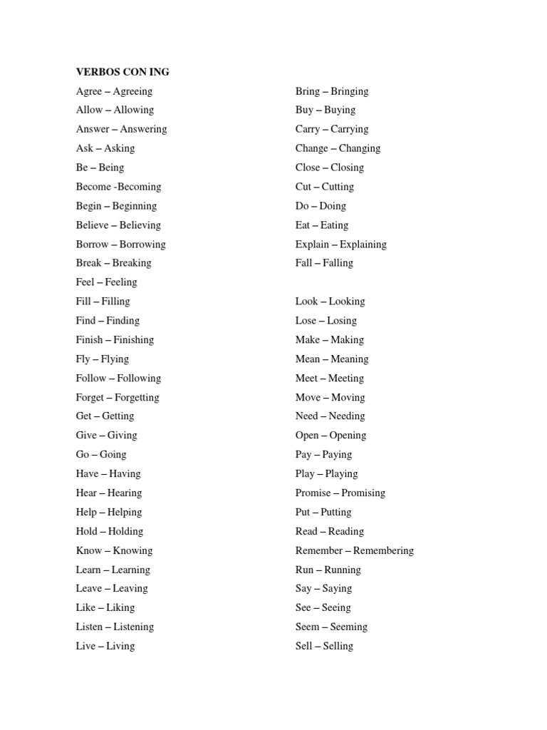 Verbos Con Ing | PDF