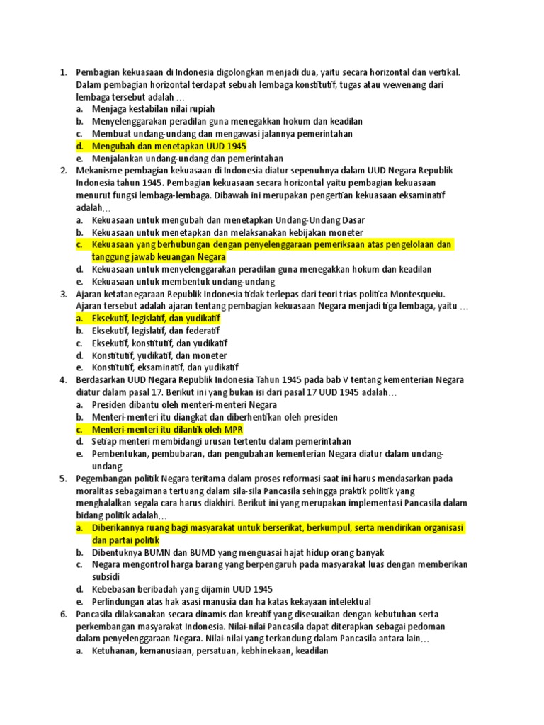 Soal Latian PKN Fix | PDF