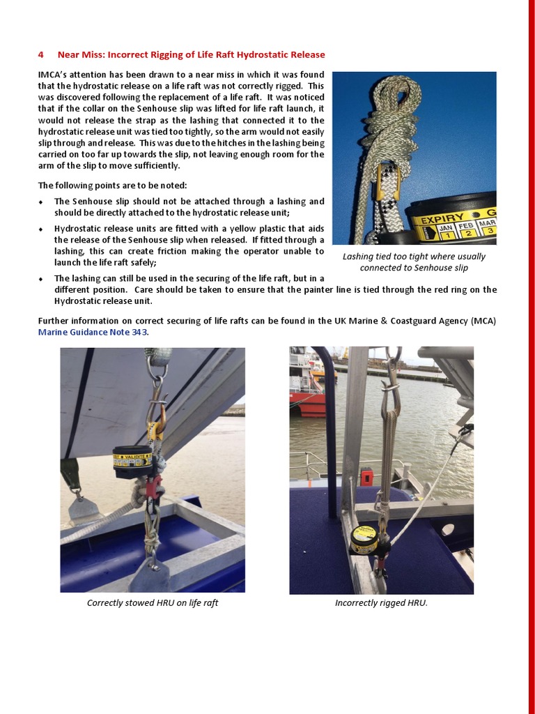 Incorrect Rigging of Life Raft Hydrostatic Release | PDF