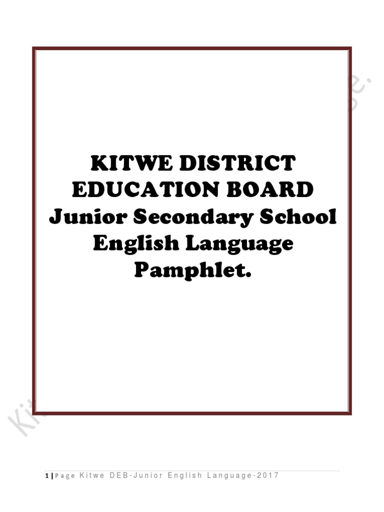 District Pamphlet 1 Junior English | PDF | Question | Grammatical Tense