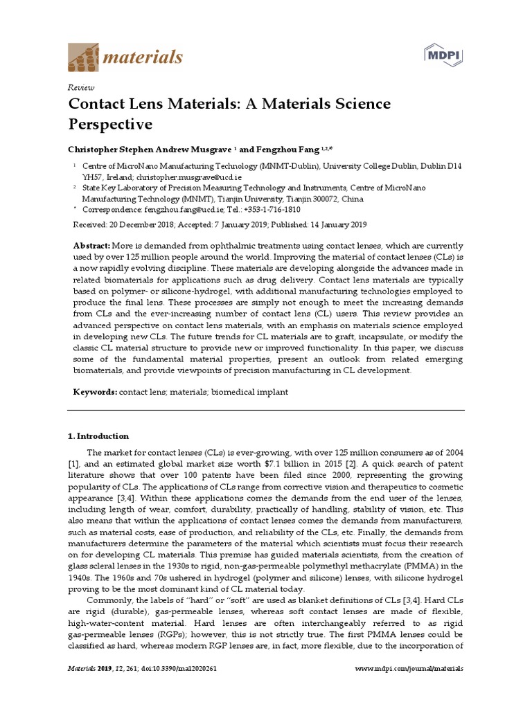 Contact Lens Materials: A Materials Science Perspective – DEVX